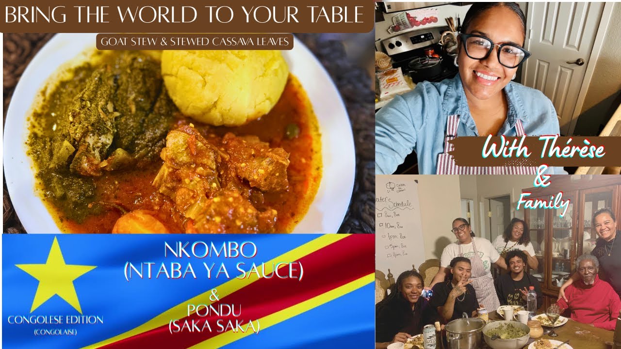 Nkombo/Ntaba ya sauce (Goat meat stew) & Pondu (Saka Saka) - YouTube