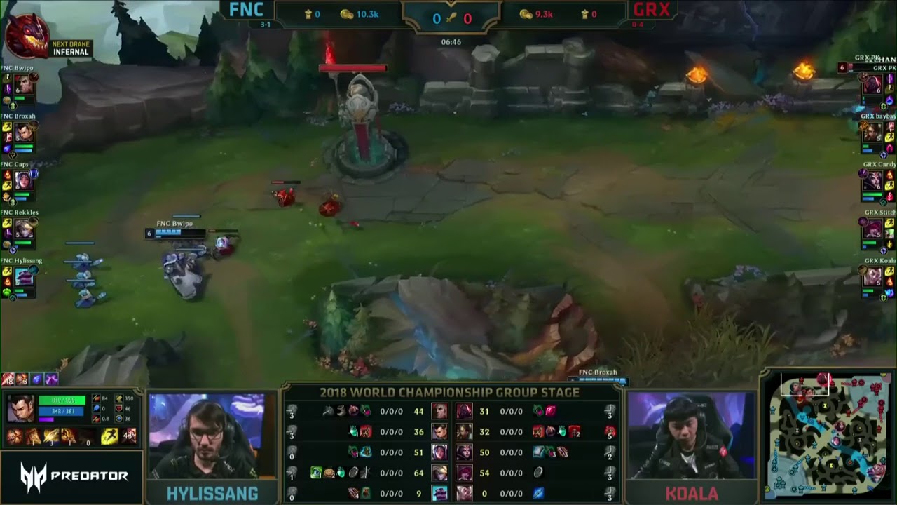 FNC vs GRX 그룹 스테이지 Day8 3경기 LoL World Championship - YouTube