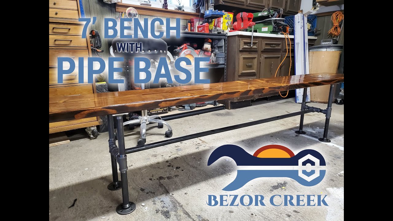 7' Long Bench with Threaded Pipe Legs - YouTube