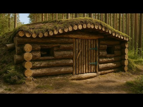 A simple dugout made of dry logs - YouTube