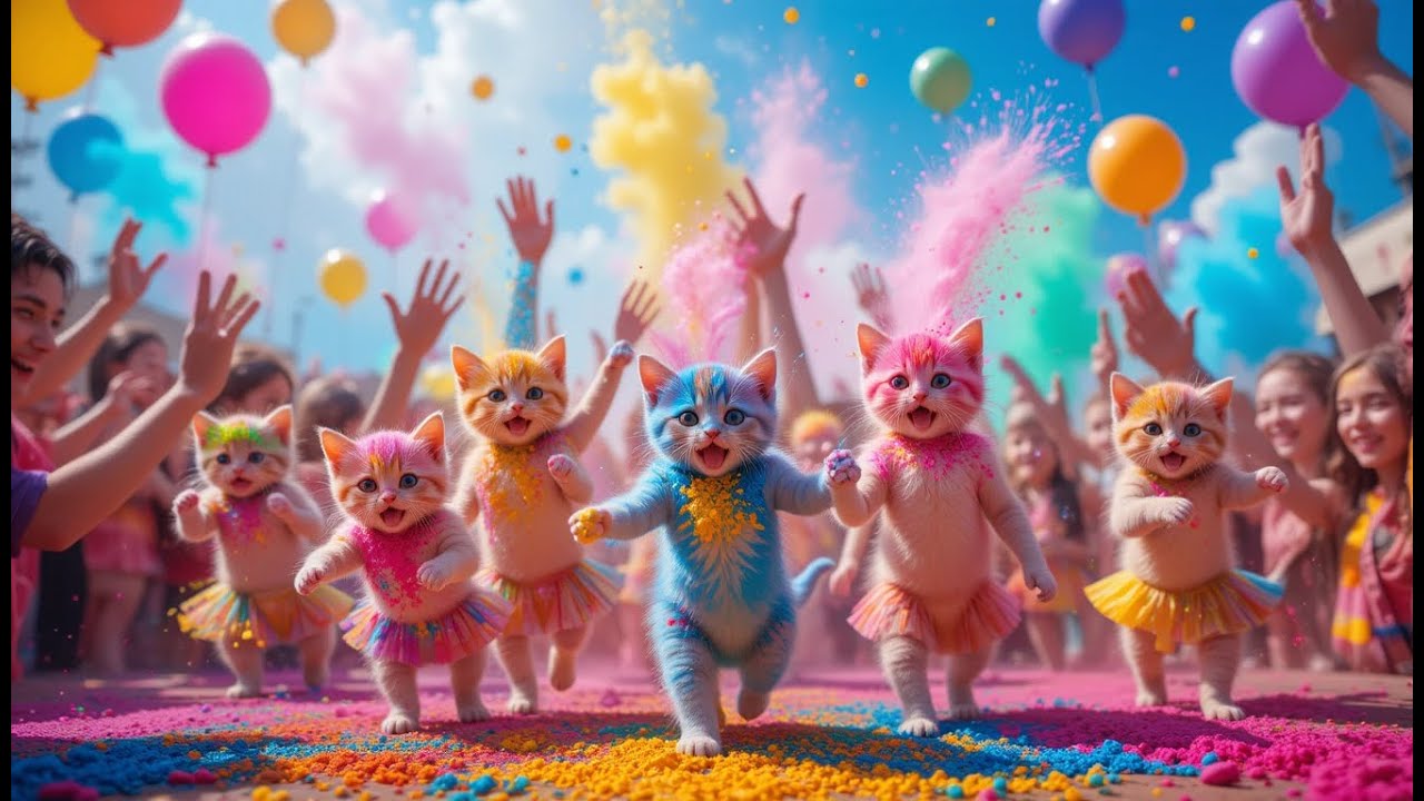 Tiny cats holi celebration | Tiny Cats | happy Holi| cats sound #cat # ...