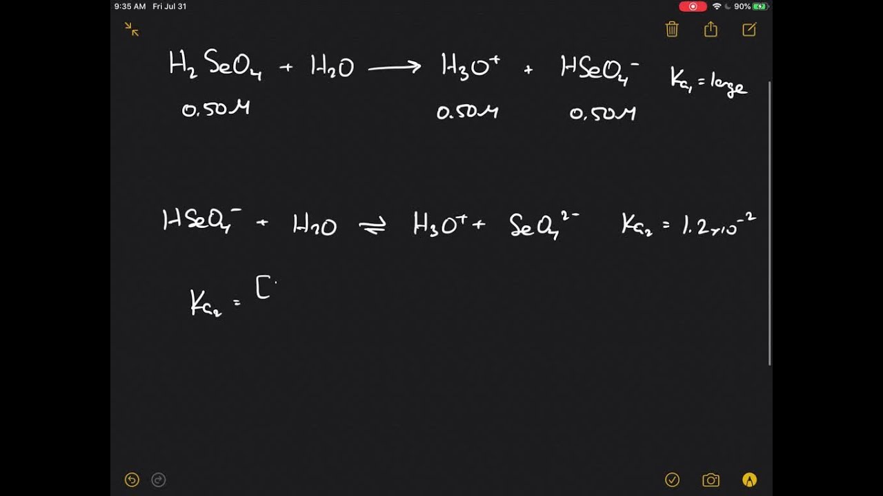 Like sulfuric acid, selenic acid (H_2 SeO_4) is a diprotic acid th ...
