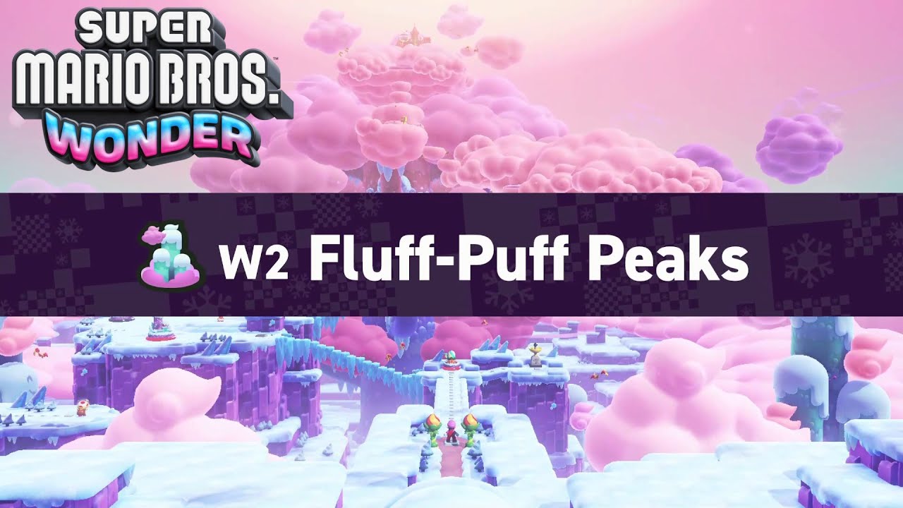 Super Mario Bros. Wonder - World 2: Fluff-Puff Peaks Playthrough ...