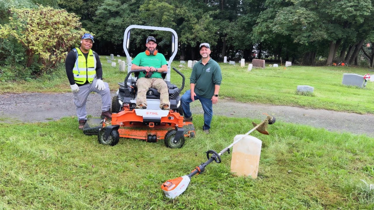 Mowing 5 Acres for FREE | STIHL Battery Zero-Turn at HISTORIC Cemetery ...