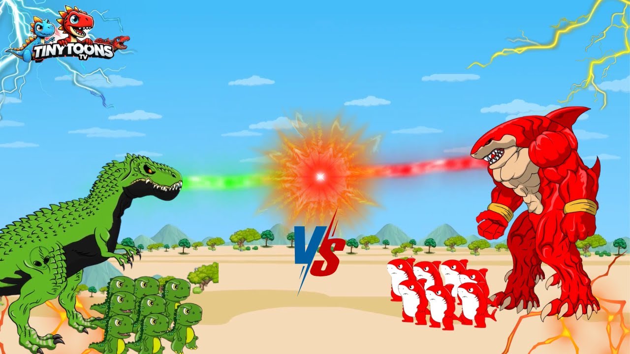 GREEN ALIEN DINOSAUR vs RED SHARKZILLA: Who Is The Next King ...