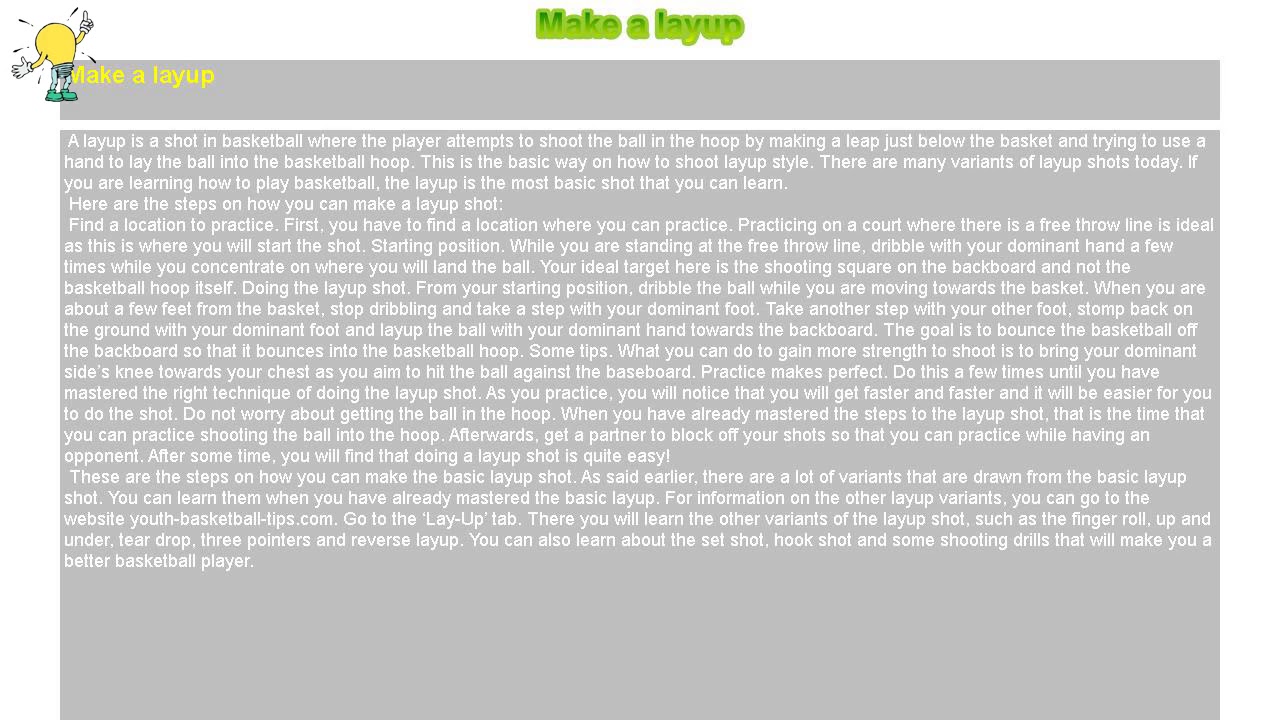 How to : Make a layup - YouTube