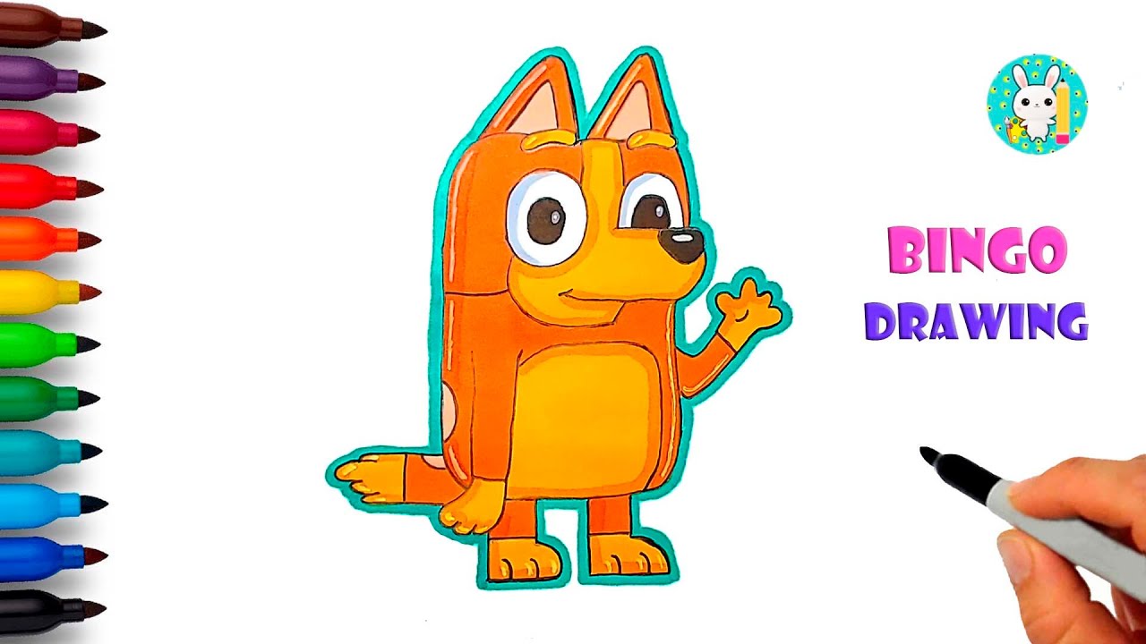 How to draw Bingo from Bluey 💛 Cute Dog Bingo drawing easy step by step ...