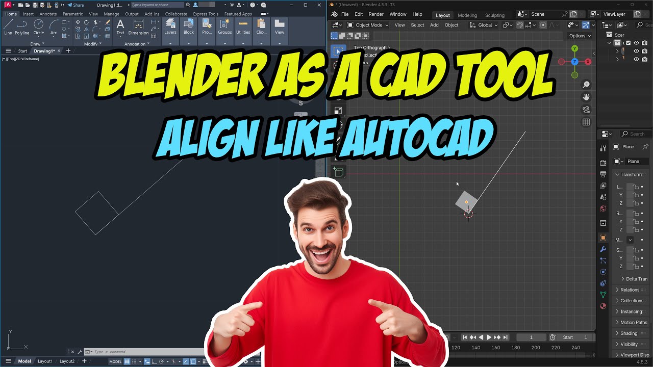 Blender as a CAD tool: Using the Align Command from AutoCAD - YouTube