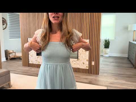 Prettygarden tulle blue midi dress ruffle try on