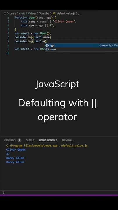 Easiest way to default variables in JavaScript #coding #javascript - YouTube
