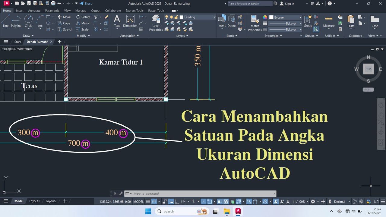 Cara Menambahkan Satuan Pada Angka Ukuran Dimensi Di AutoCAD - YouTube