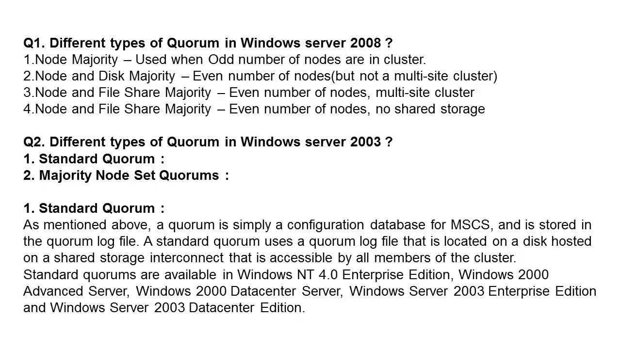 Windows Server 2008 Cluster Interview Questions And Answers Part 2 windows-server-2008-cluster-interview-questions-and-answers-part-2