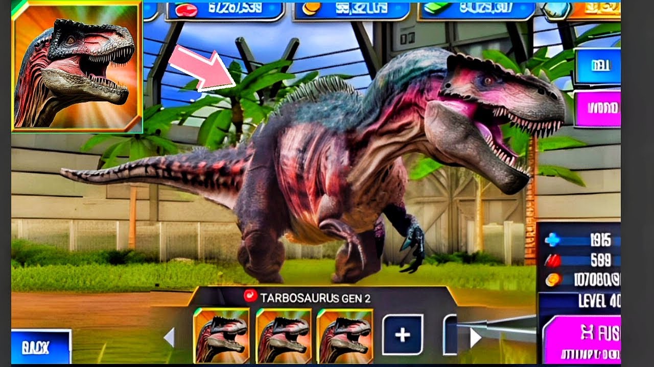 NEW TARBOSAURUS GEN 2 UNLOCKED AND MAXED TO LEVEL 40 JURASSIC WORLD THE ...