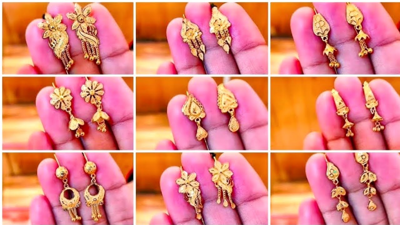 Trending gold earrings designs 2024 new model||gold jewelry collection ...