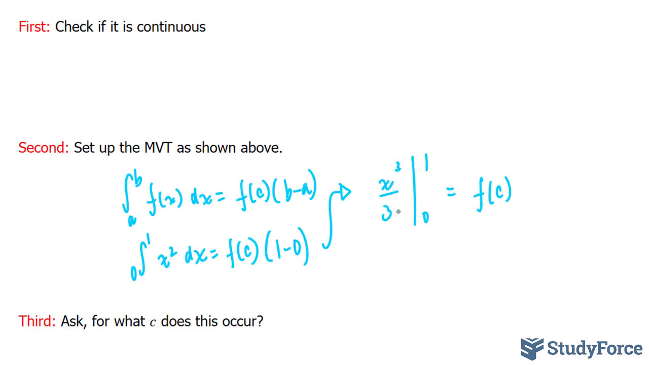 How To Use The Mean Value Theorem For Integrals YouTube How To Use The Mean Value Theorem For Integrals YouTube