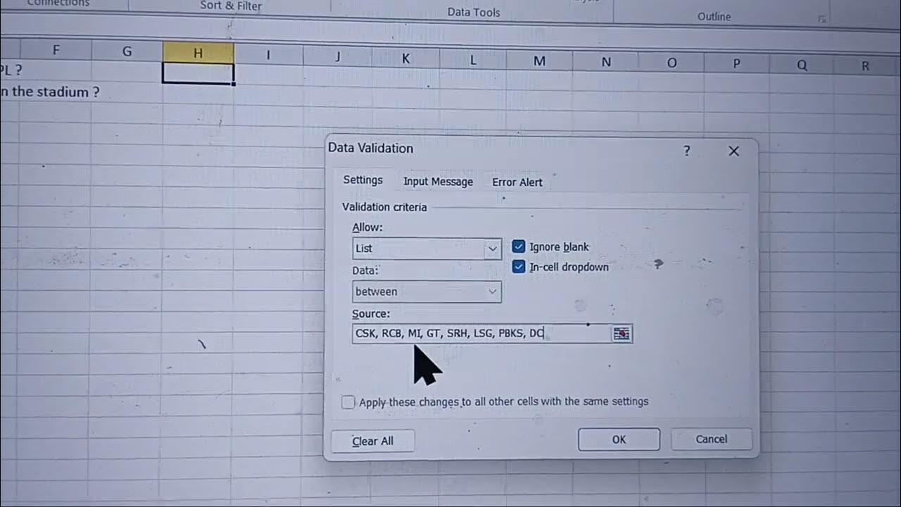 How to create drop down menu in Microsoft Excel - YouTube
