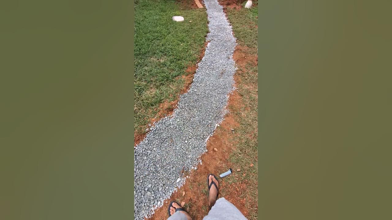 Diy 65 foot pathway - Day 2 complete #diy #pathway #walkway #walking - YouTube