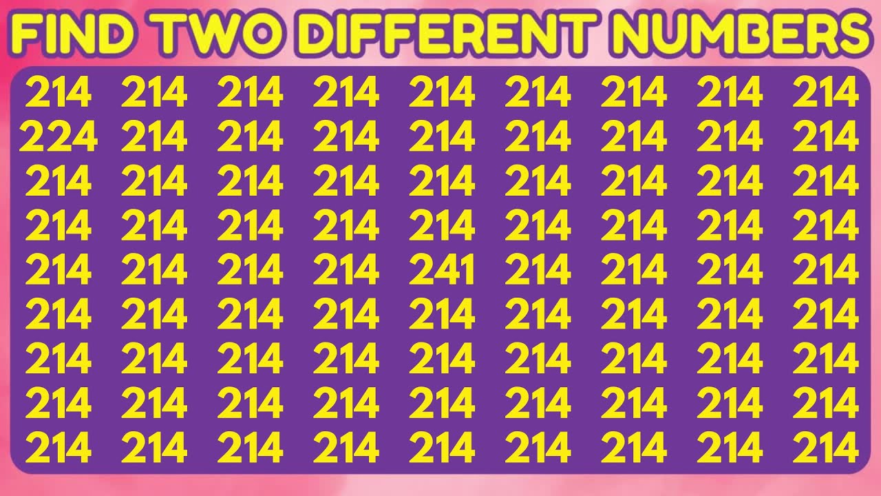 Find Two Different Numbers | 214 🔢 Can You Spot Them? | Fun Brain ...