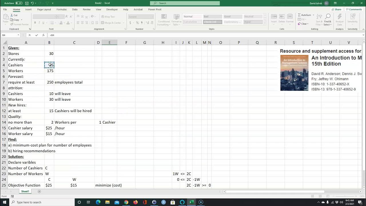 Use Linear Programming to solve a word problem on Excel - YouTube