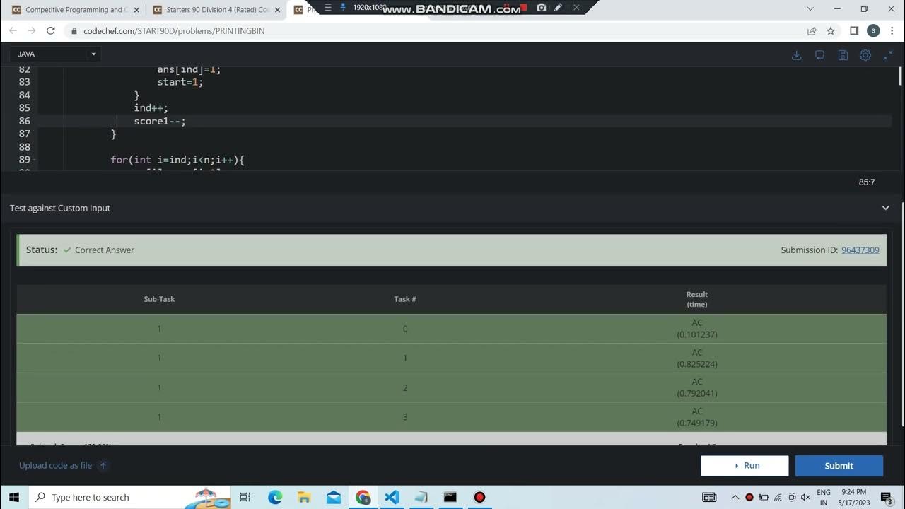 Printing Binary Array | Codechef | Starters 90 | Solution Code In Comment. - YouTube