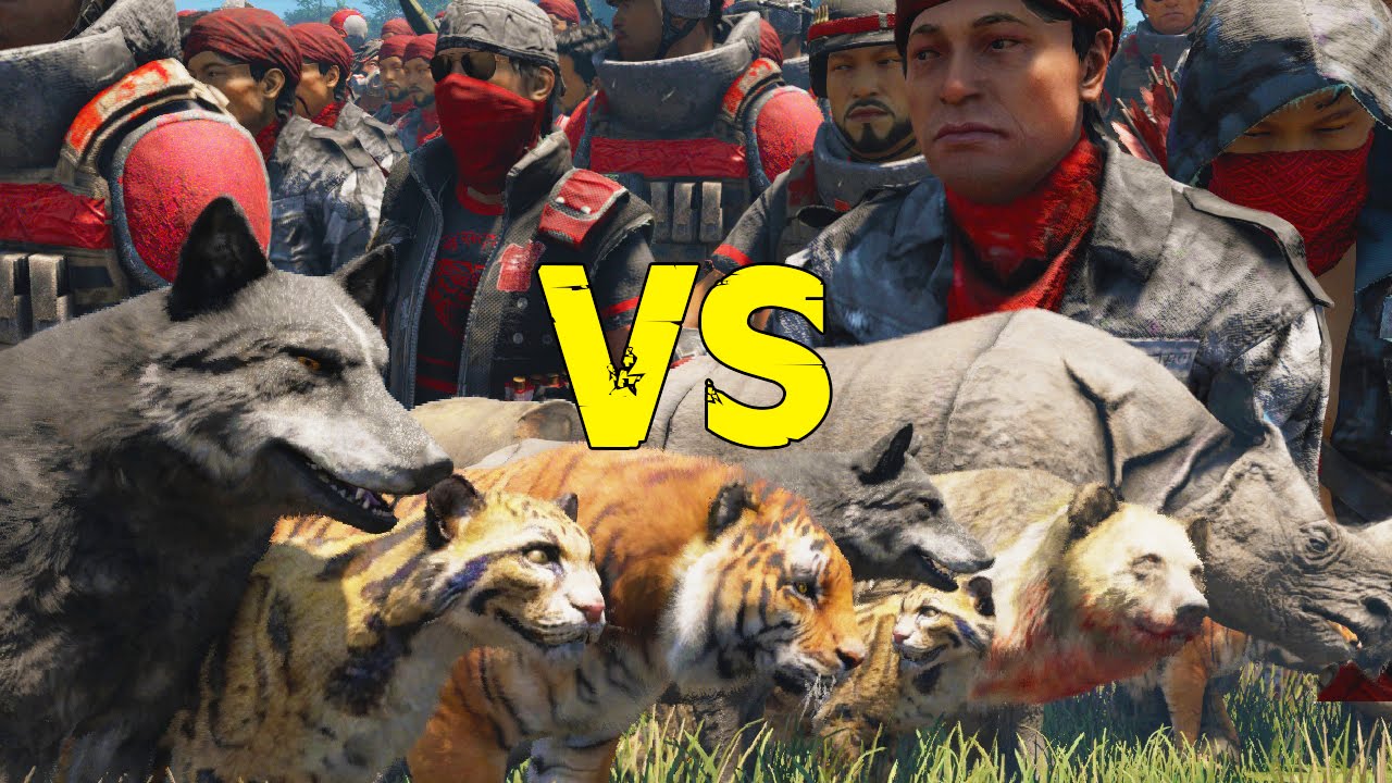 Far Cry 4 - Soldier Army VS Animal Army - AI Battle - YouTube