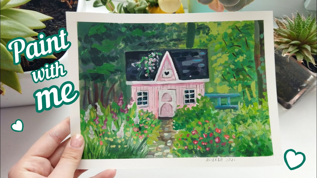 Paint a cottage 🌿💐 // Alleksandra Art - YouTube