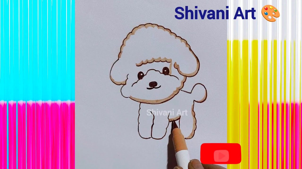 How to draw a Toy Poodle Dog / Easy Dog drawing / Poodle Dog drawing ...