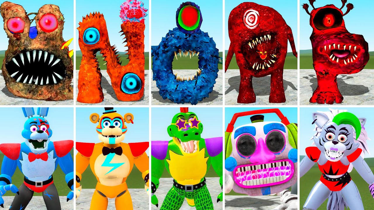 NEW NIGHTMARE ALPHABET LORE VS ALL FNAF in GARRY'S MOD 3D SANIC CLONES ...