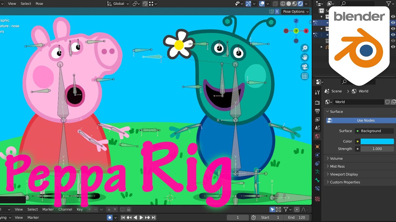 How to Rig Peppa Pig in Blender 3.4 | Grease Pencil Rigging Tutorial - YouTube