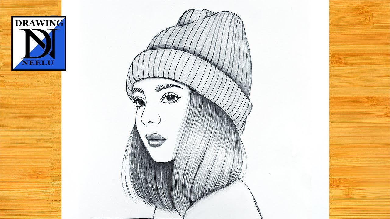 How To Draw Girl With Wearing Cap Pencil Drawing For Beginner Girl Drawing Easy Drawing