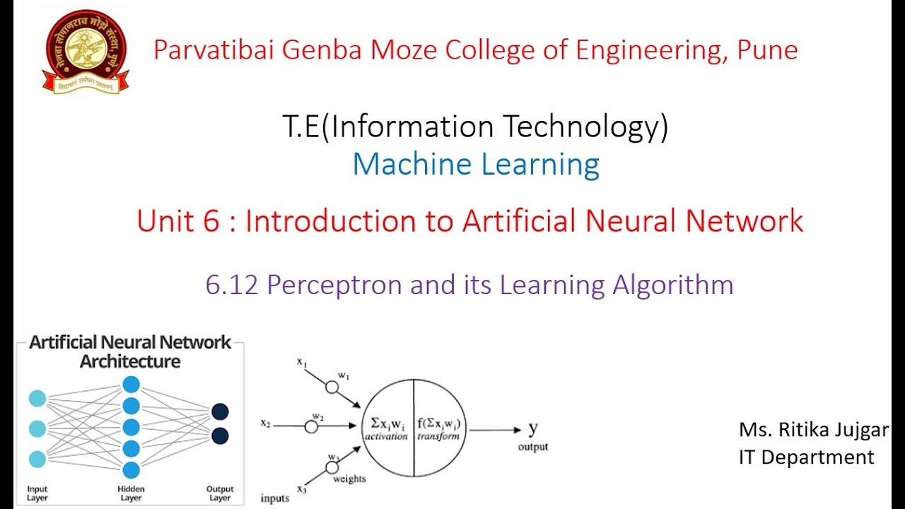 6.12 Perceptron and its Learning Algorithm (Part 1) | Artificial Neural ...