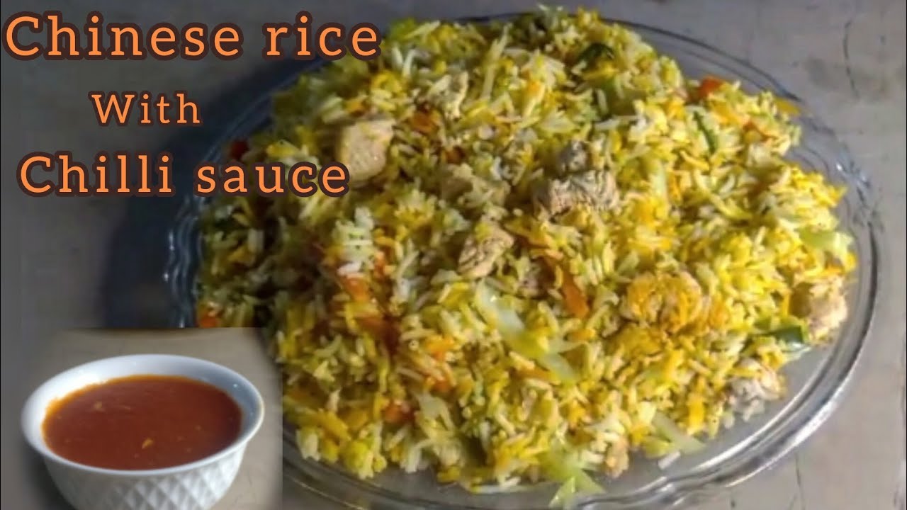 Chinese Biryani with Chilli Sauce | Chicken & Vegetable Fried rice ...