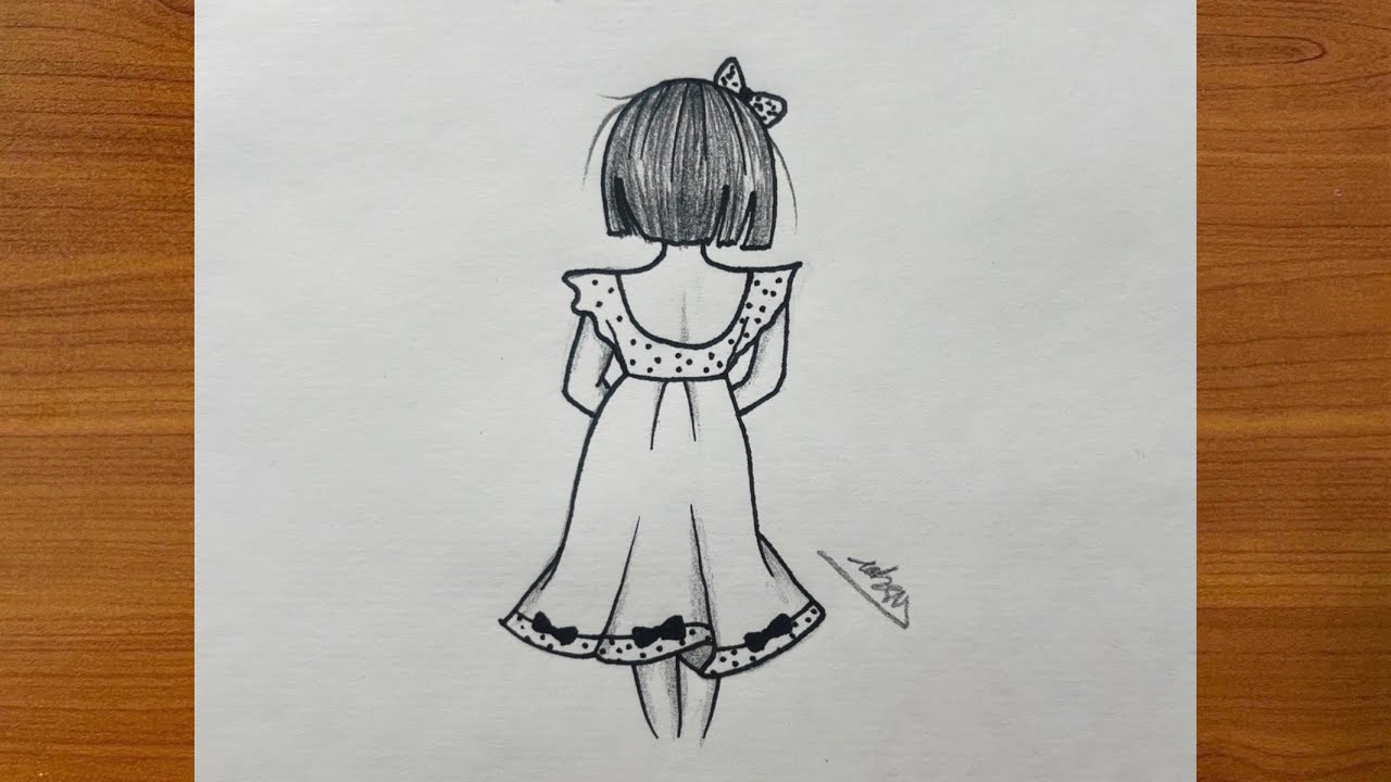 How to draw a girl Backside drawing | Easy drawing Step by step | Girl ...