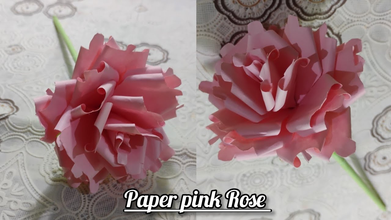 Beautiful Pink Rose with Paper | Simple Craft Tutorial - YouTube