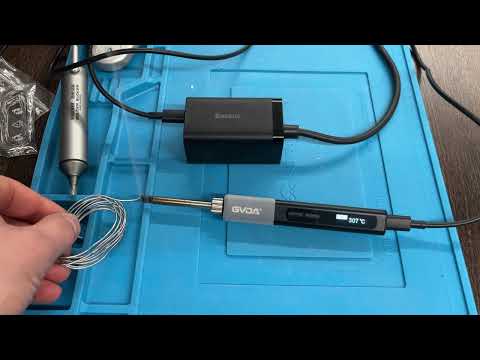 GVDA GD300 soldering iron - 65W Baseus GaN power source
