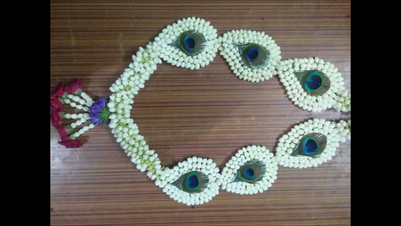 Mayil Iragu flower garland decoration 04 - YouTube