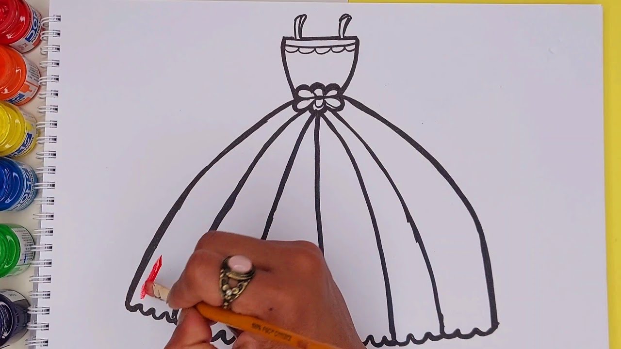 how to draw and colour a girl beautiful gown easy and simple art ...