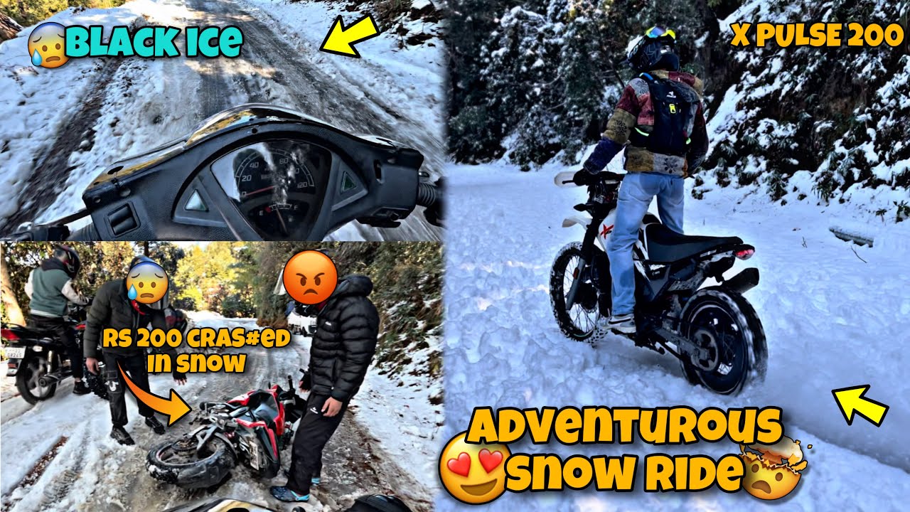 RS200 CRAS#ED IN SNOW😰|| ADVENTUROUS SNOW RIDE😍 IN HIMACHAL ...