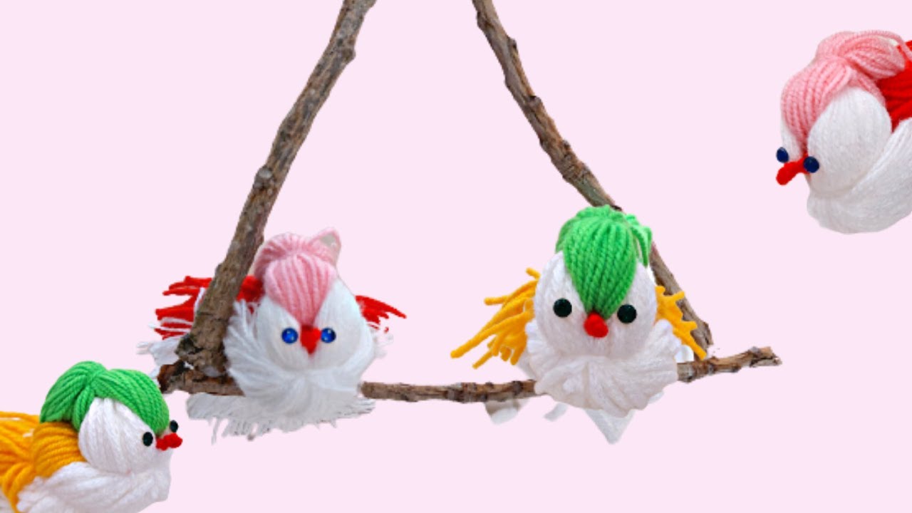 Easy woolen Bird craft making/Diy woolen burds/Super easy Bird making ...