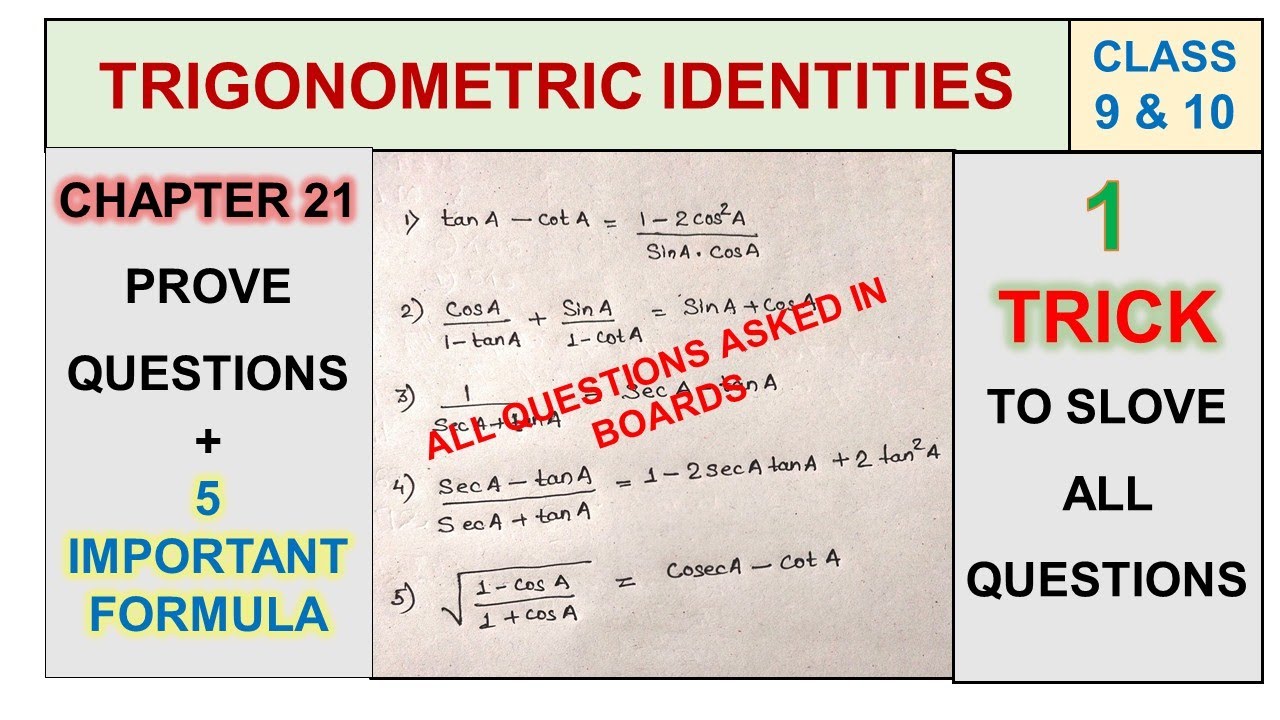Trigonometric Identities || ICSE || Simple Trick || CLASS 9 & 10 ...