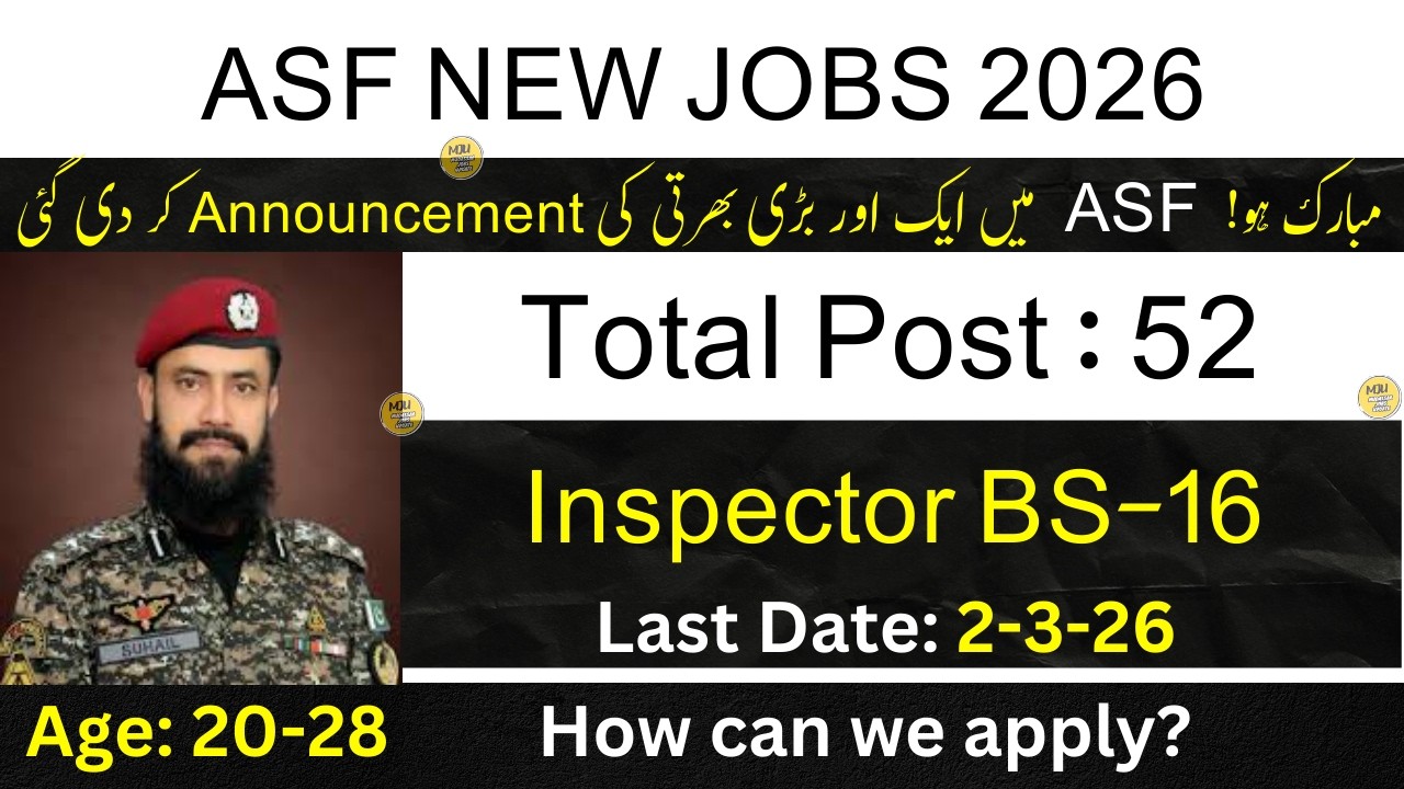 ASF Inspector Jobs 2026 | ASF Jobs 2026 | FPSC Jobs 2026 | Federal ...
