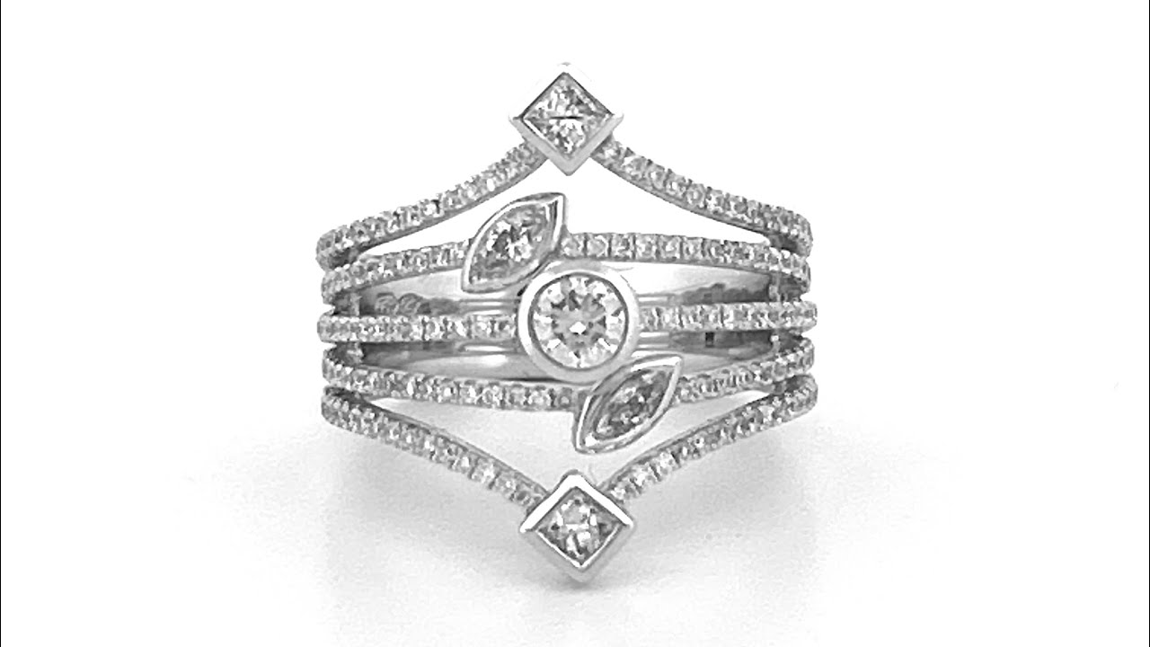 14K Gold Five Row Tri Shape Fashion Band - YouTube