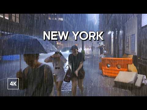 Walking in HEAVY RAIN in New York City ⛈️ 8 Hours of Rain Sounds for Sleep