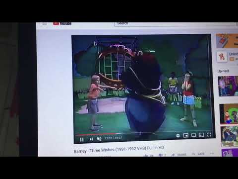 Barney fall down into barrel balloon guy - YouTube