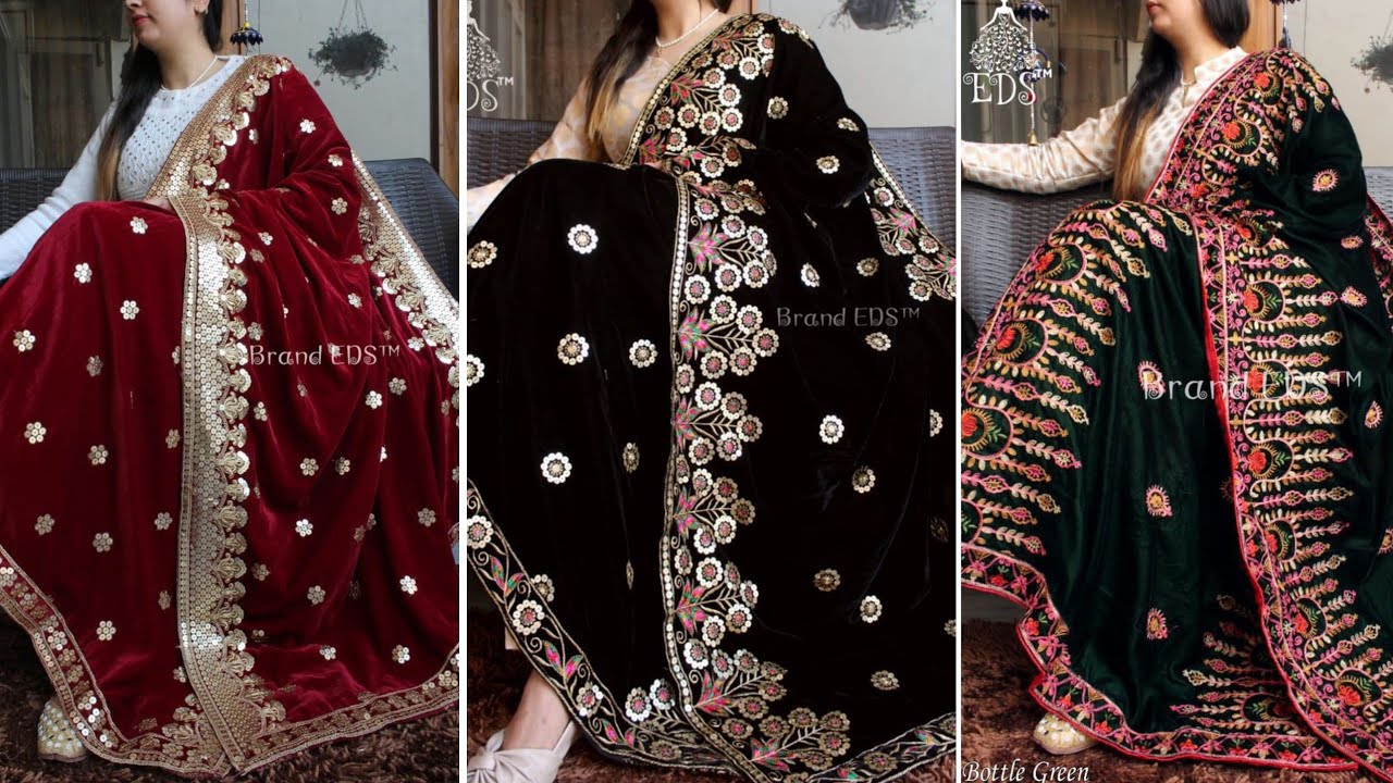 Latest Velvet Shawl Designing Ideas 2024 || Velvet Shawl Designs. - YouTube
