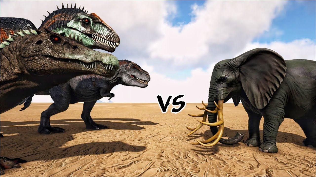 Elephant VS Ark Dinosaurs | ARK Epic Dino Battle | DINOWORLD | - YouTube