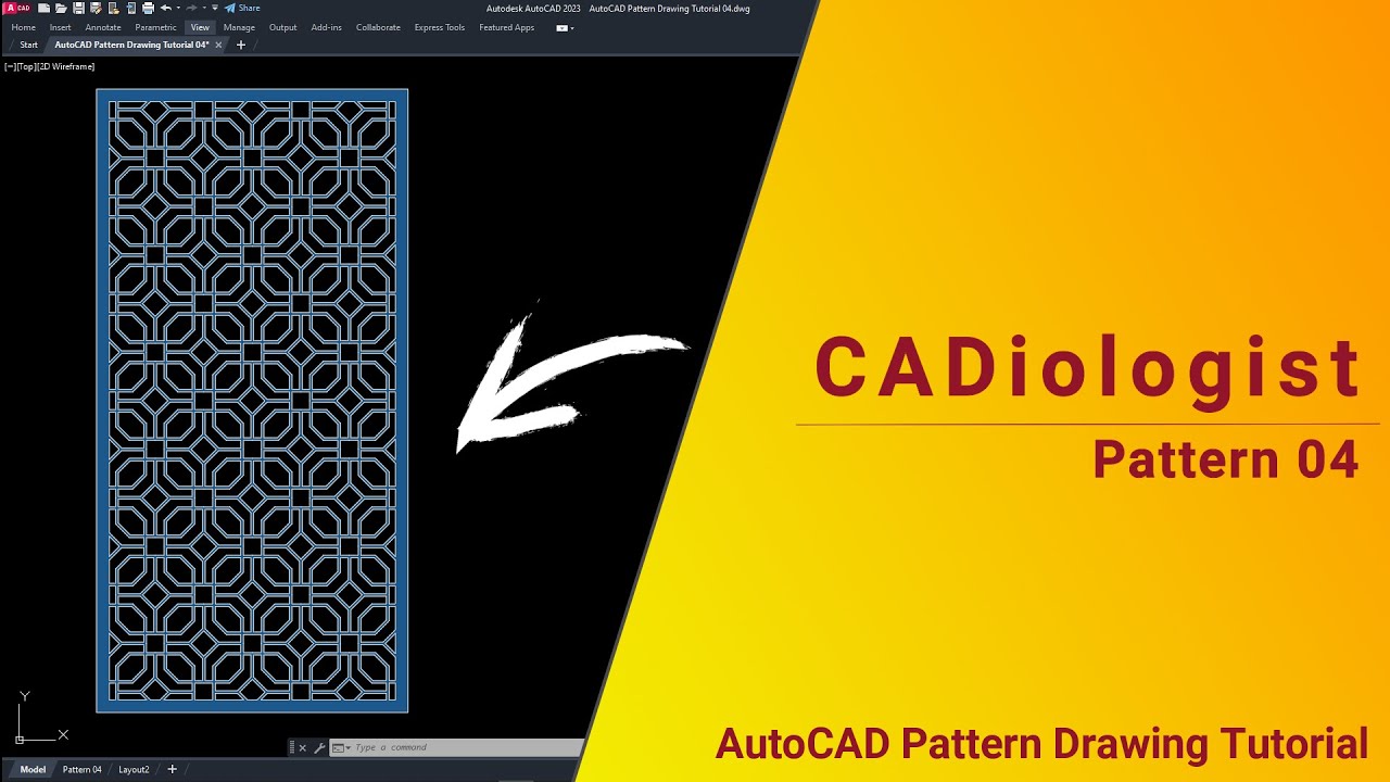 AutoCAD Pattern Drawing Tutorial 04 - YouTube
