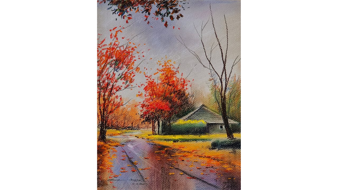 Autumn Scene Soft Pastels Landscape Painting - YouTube