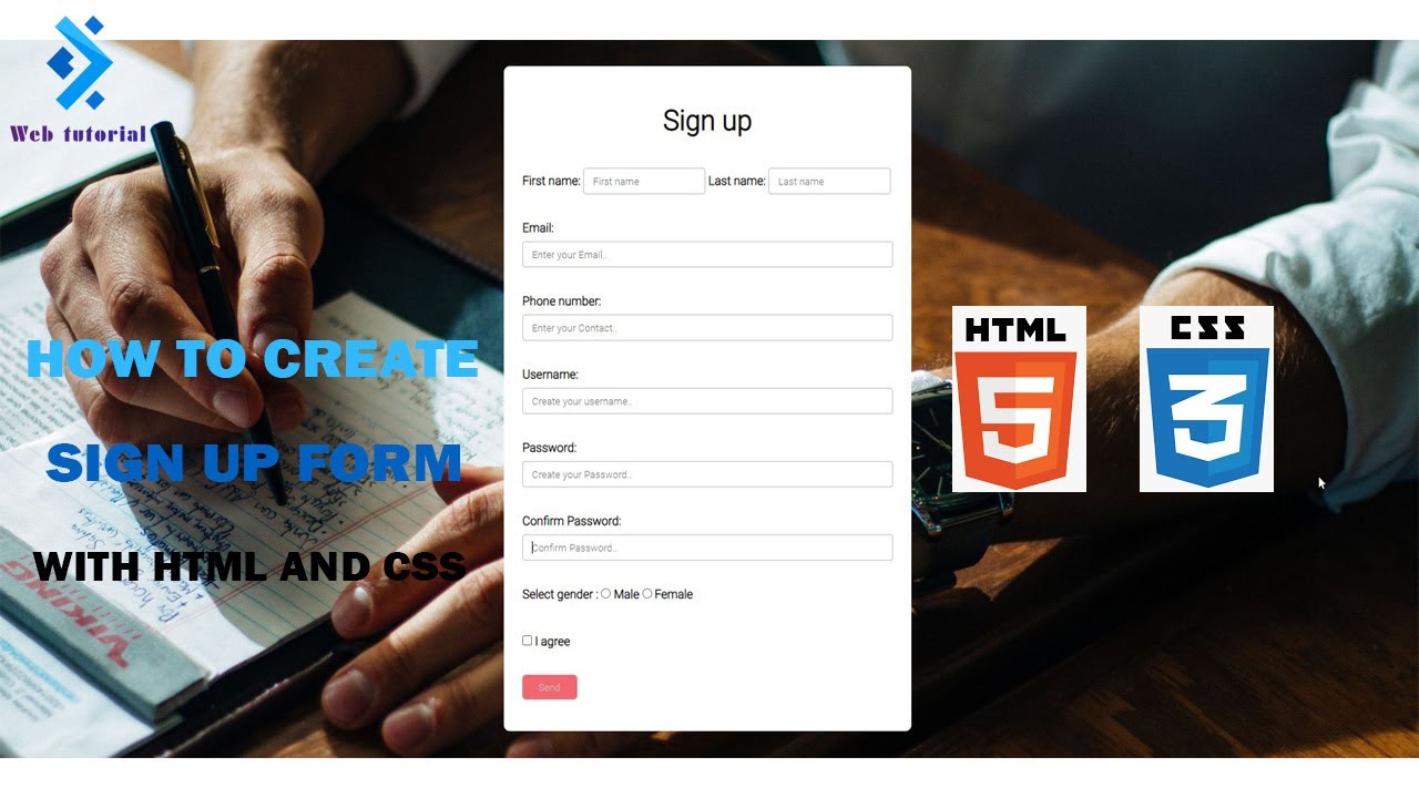 Simple Sign Up Form With Html And Css Youtube