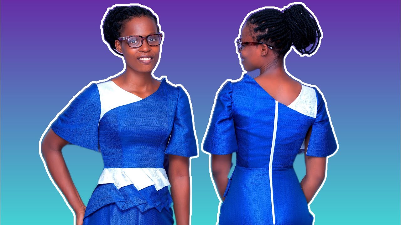 How to sew assymetric built up collar || cape sleeve || pleated fitting ...